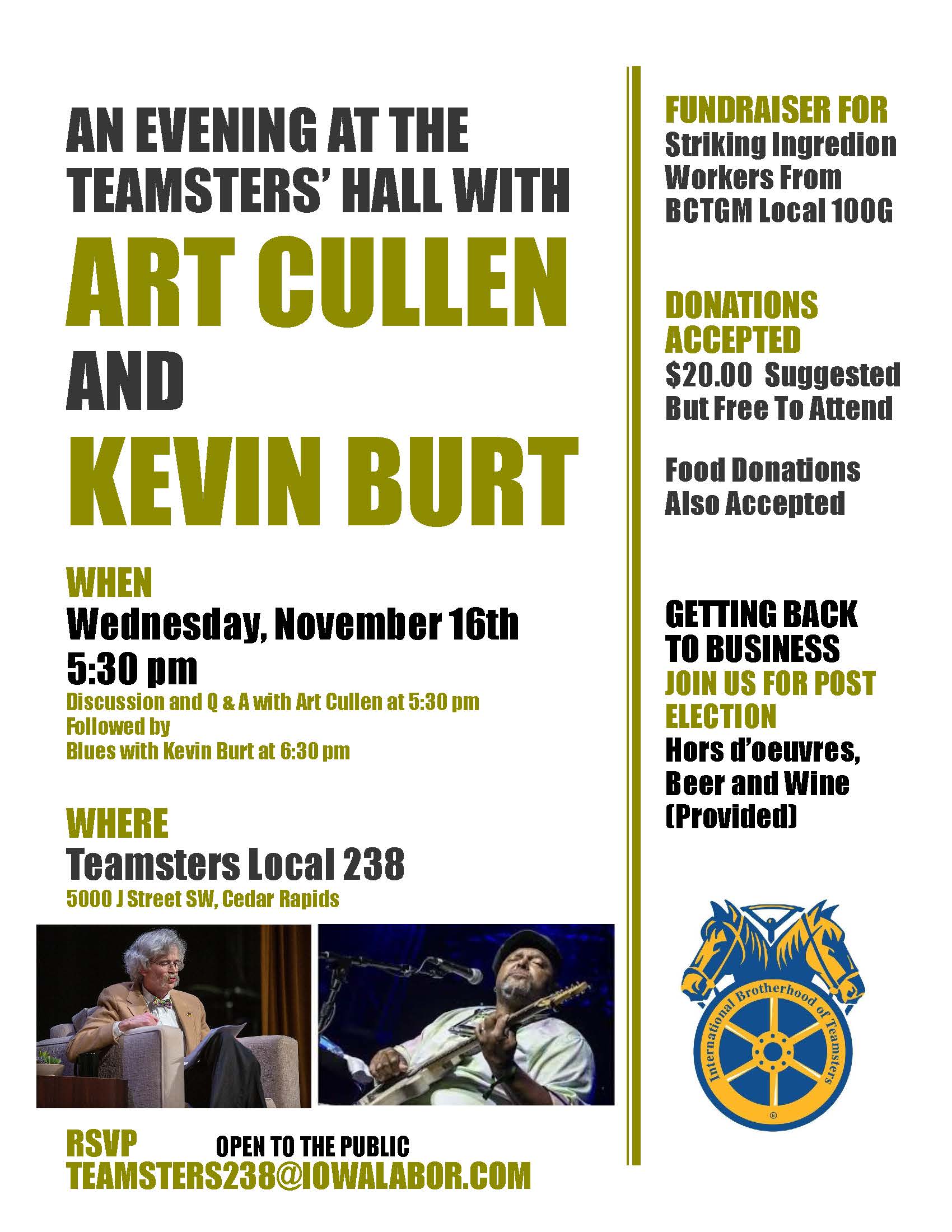An Evening with Art Cullen and Kevin Burt - Teamsters Local 238
